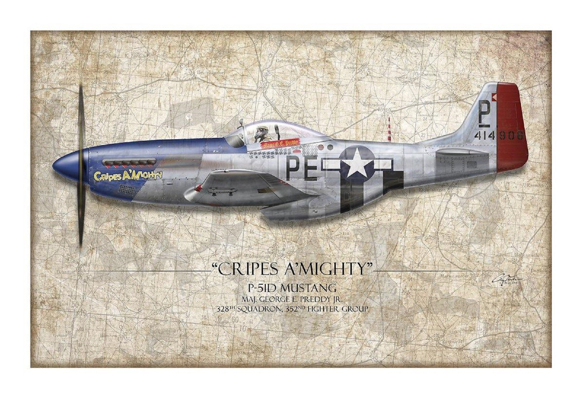 Cripes A Mighty P-51 Mustang - Art Print by Craig Tinder - Etsy