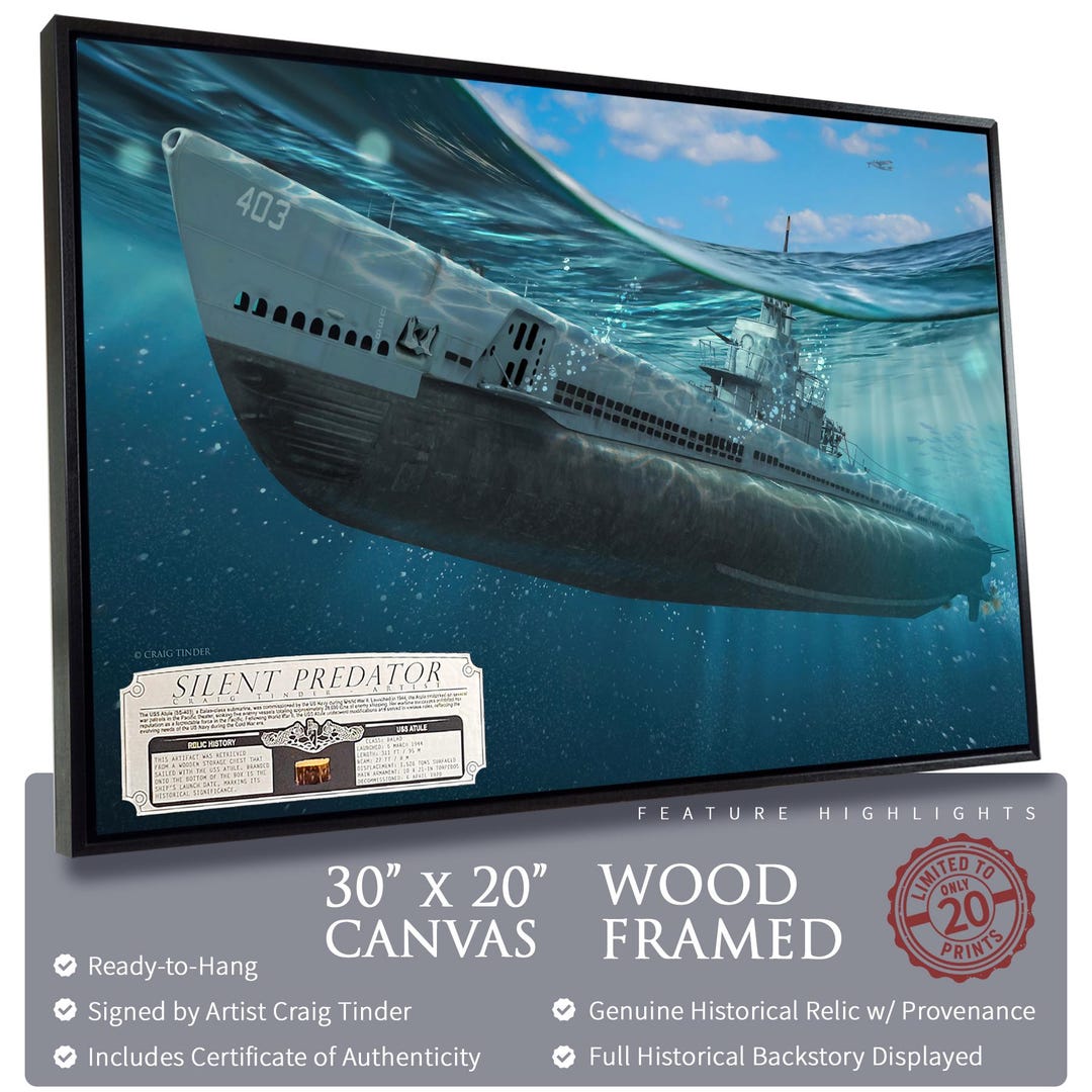 USS Atule Submarine - Silent Predator - 30"x20" Canvas | INCLUDES ...