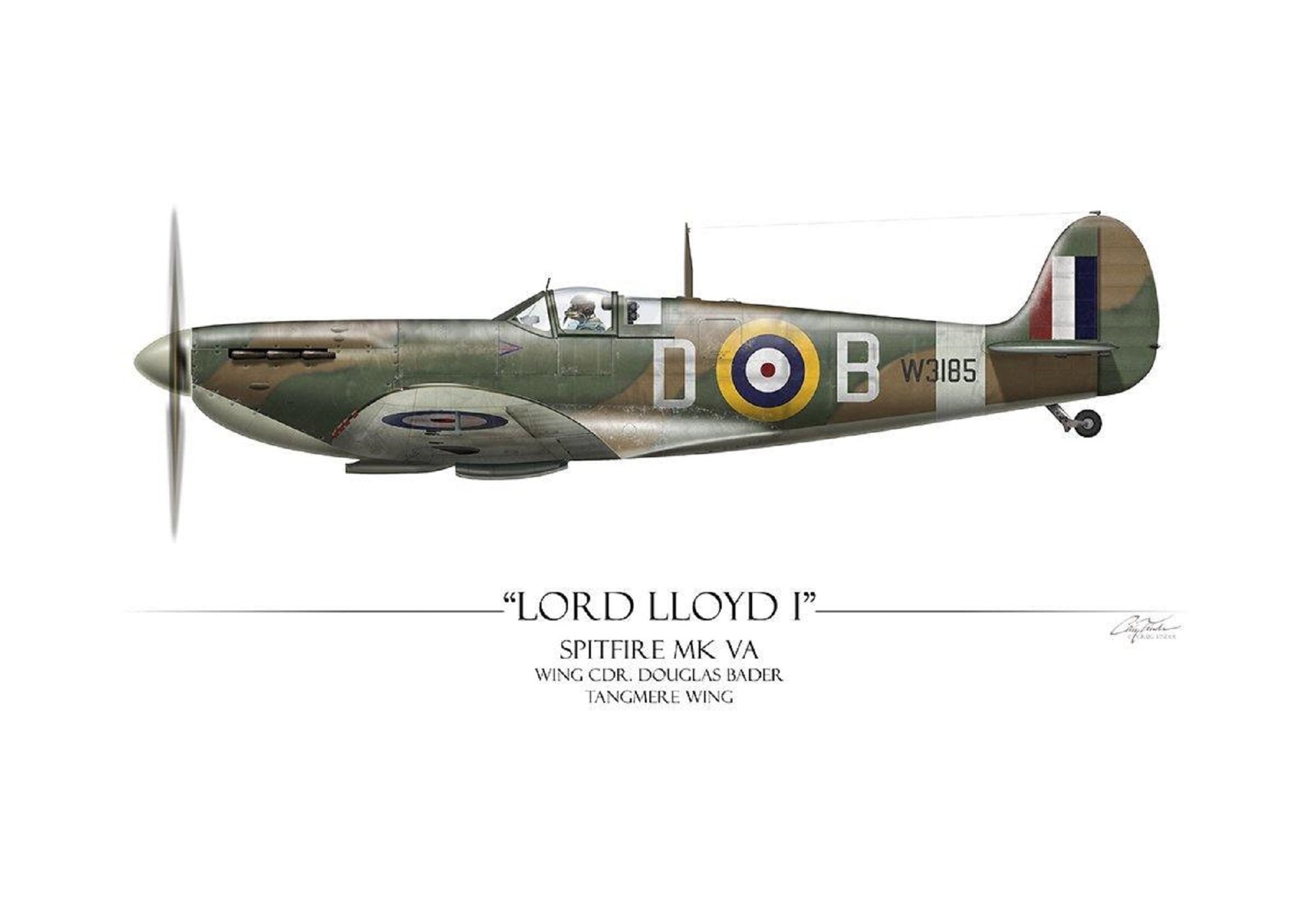 Douglas Bader Spitfire Art Print by Craig Tinder - Etsy