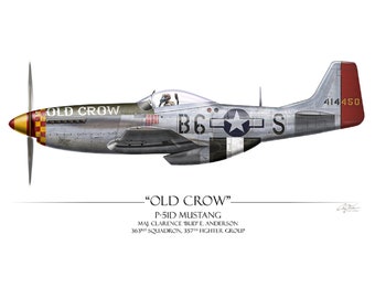 P-51B Mustang old Crow Airplane Profile Wall Art P51 Plane Decal WWII ...