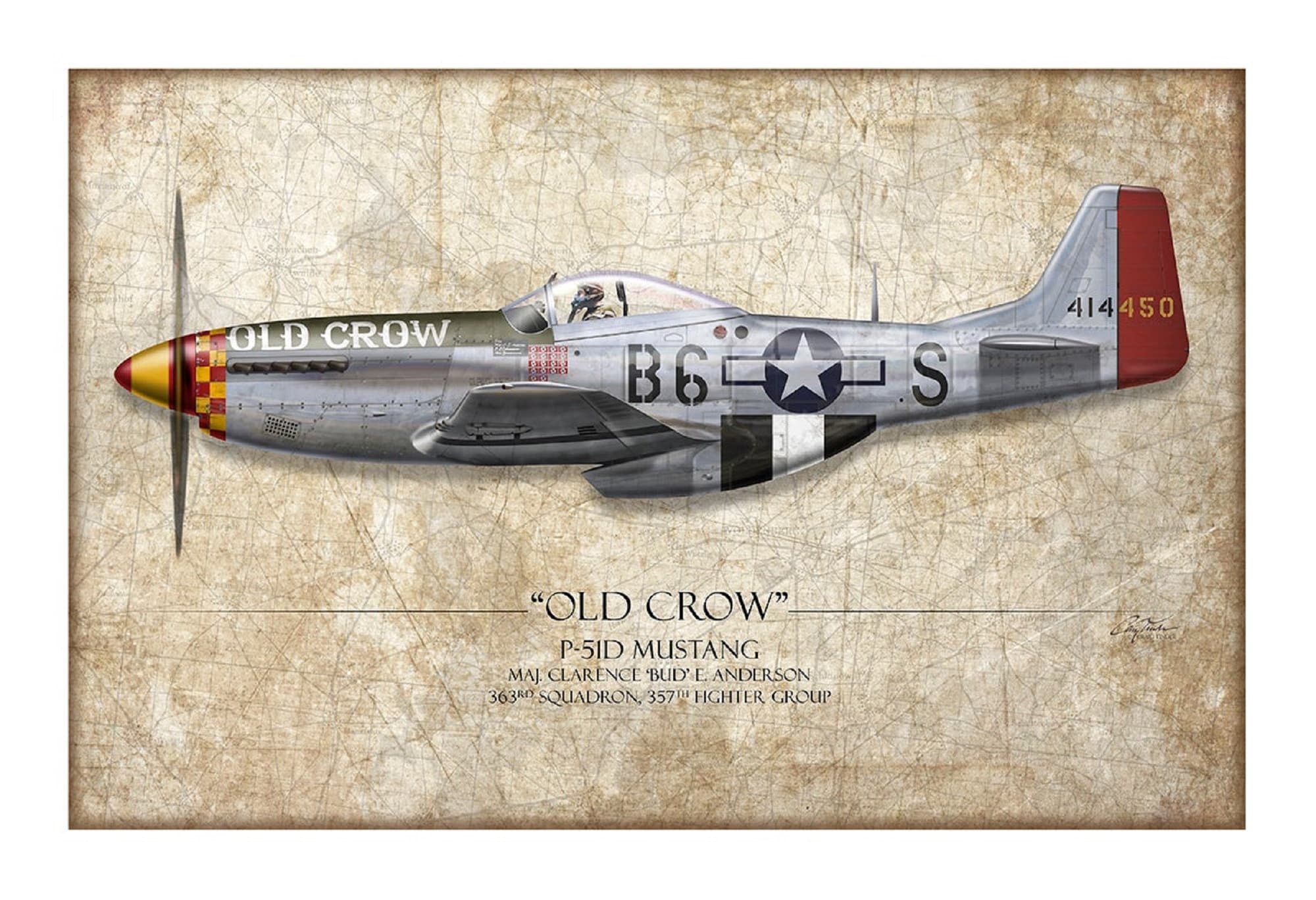 Old Crow P-51 Mustang Art Print by Craig Tinder - Etsy