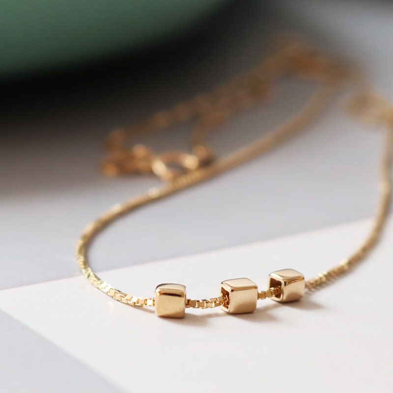 Gold Cube Necklace - Etsy