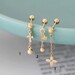10k Solid Gold Screw Back Star Dangle Drop Cross Crystal Mini Stud ...