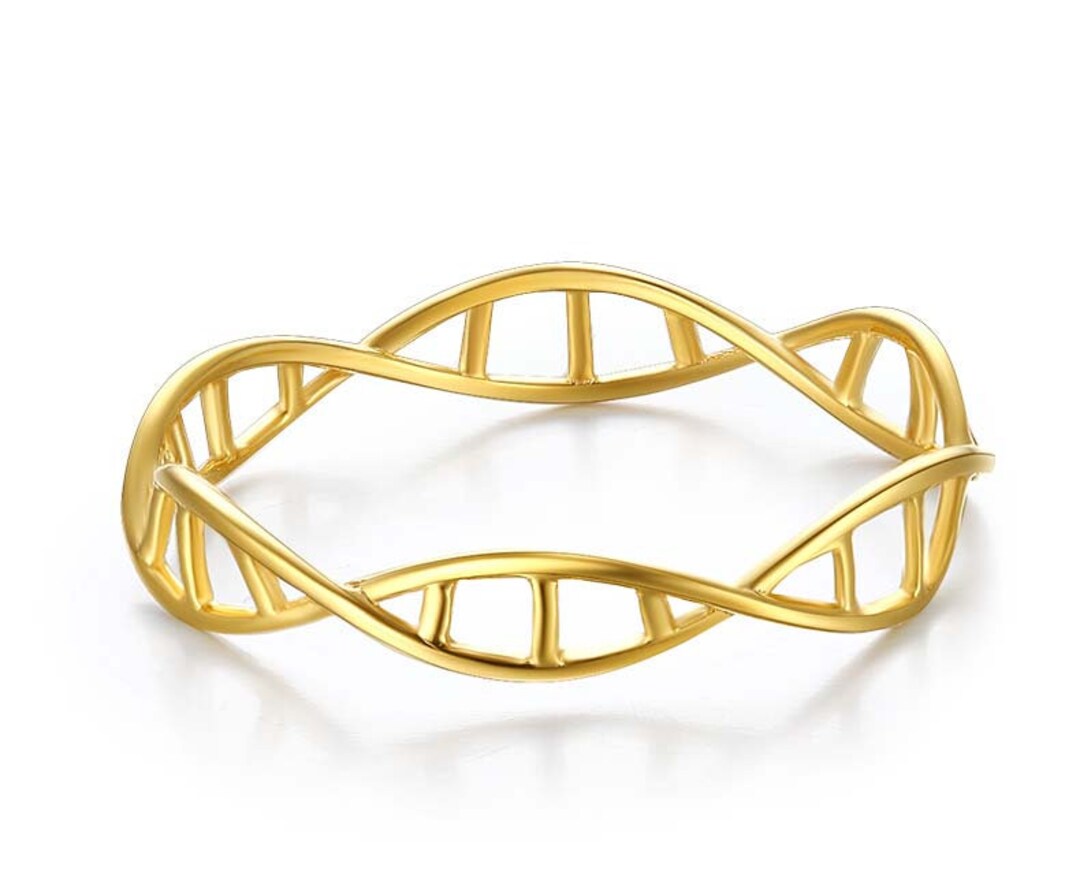 18k Real Gold Unique DNA Life Thin Ring Stacking Ring, Dainty ...
