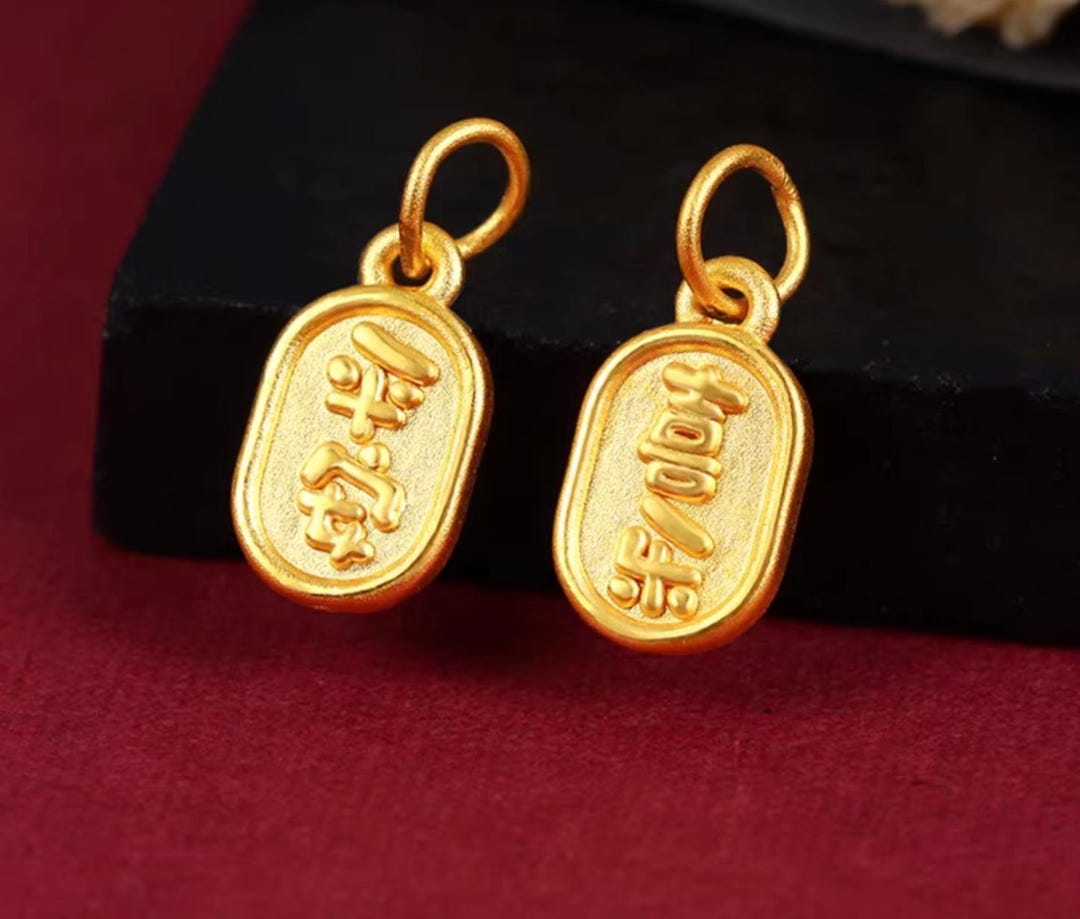 24k 999 Real 3D Gold D.I.Y Mini Chinese Font Happiness Healthy and Safe ...