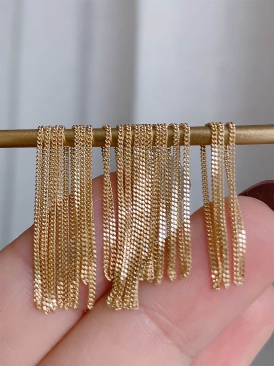 14k Solid Gold Thin Link Chain Ring Stacking Chic Elegant - Etsy