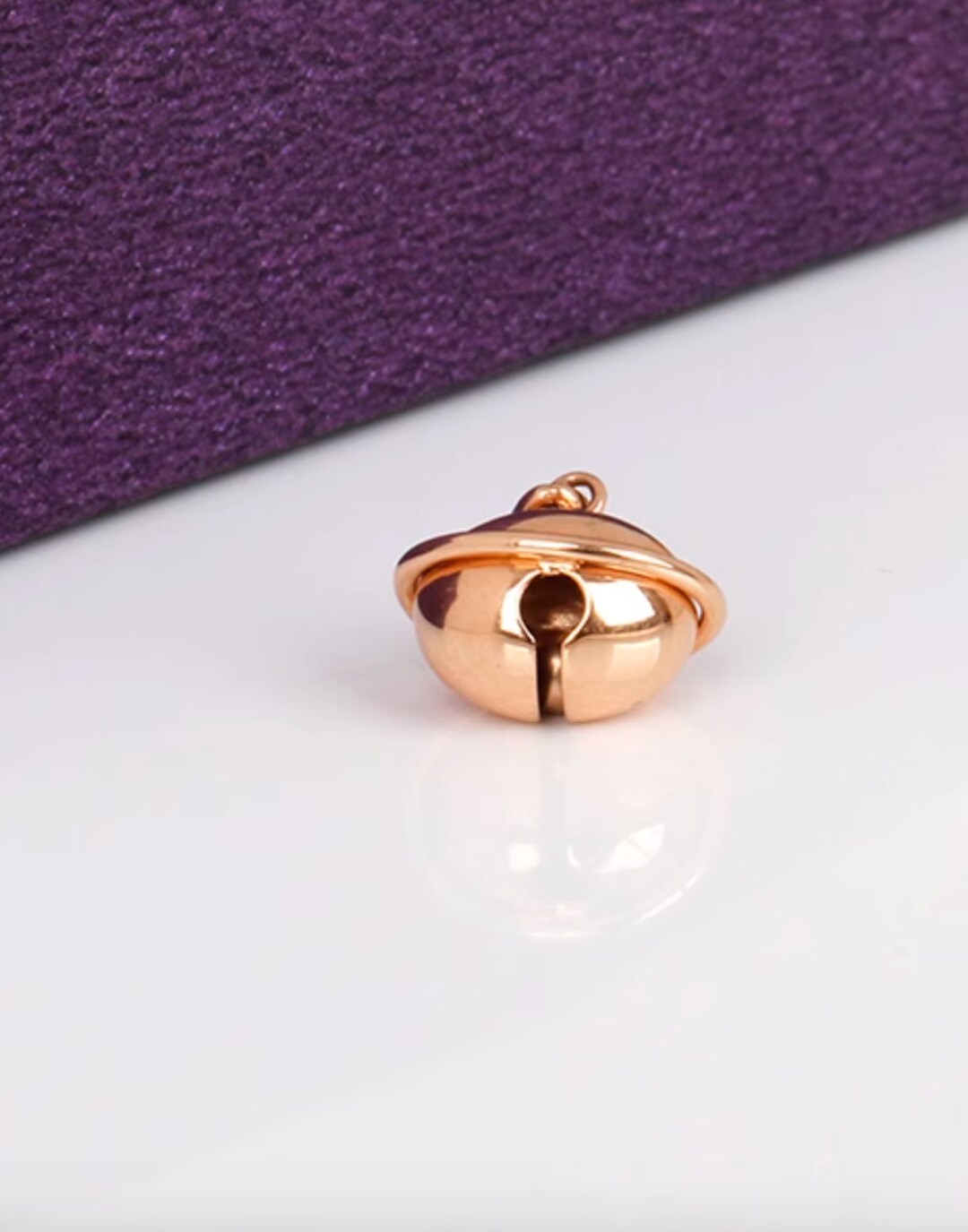 18k Real Rose Gold Make Sound Bell Dainty Mini Pendant Minimal ...