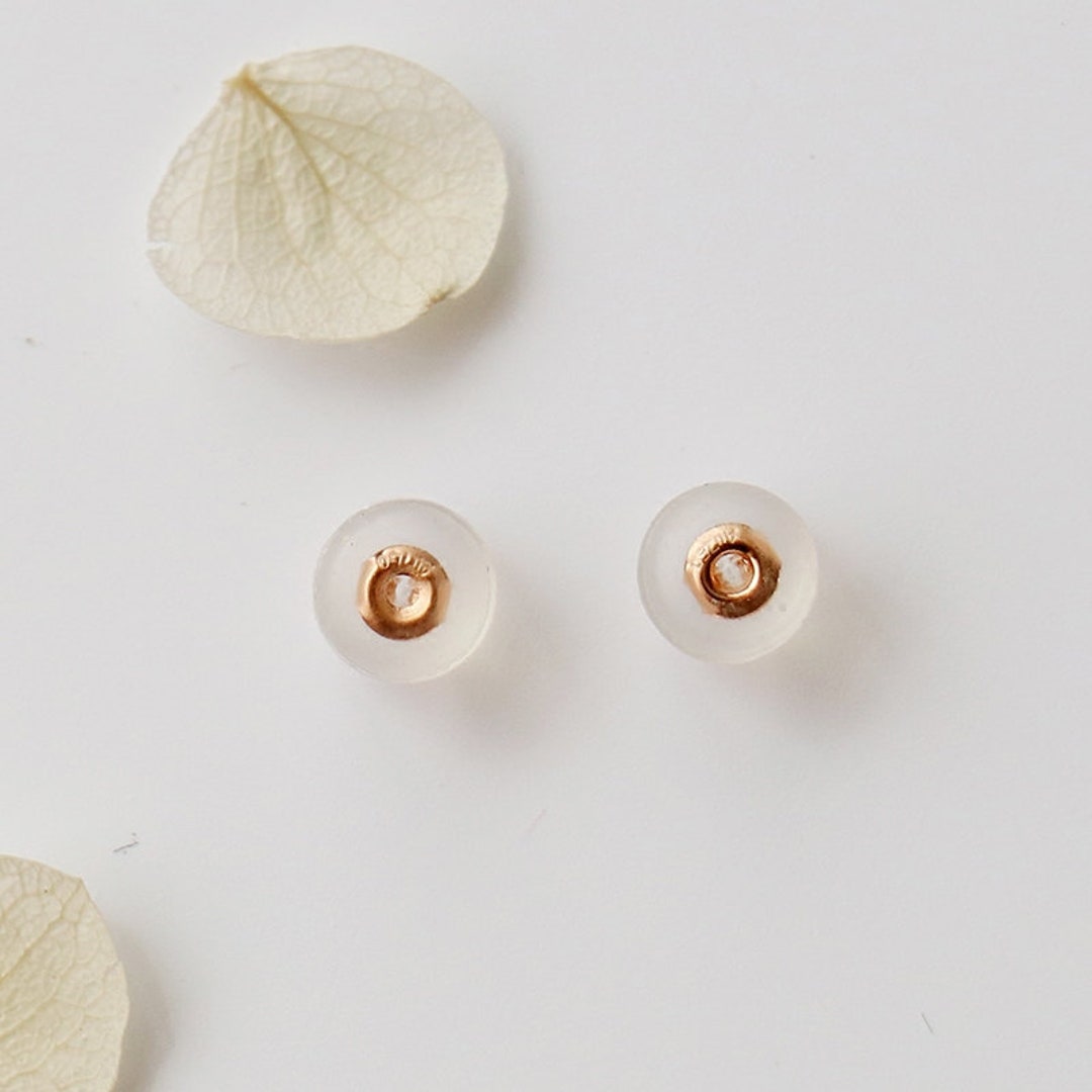 In Stock 18K Real Gold Earring Back, Solid Gold Clutch Rubber Backing ...