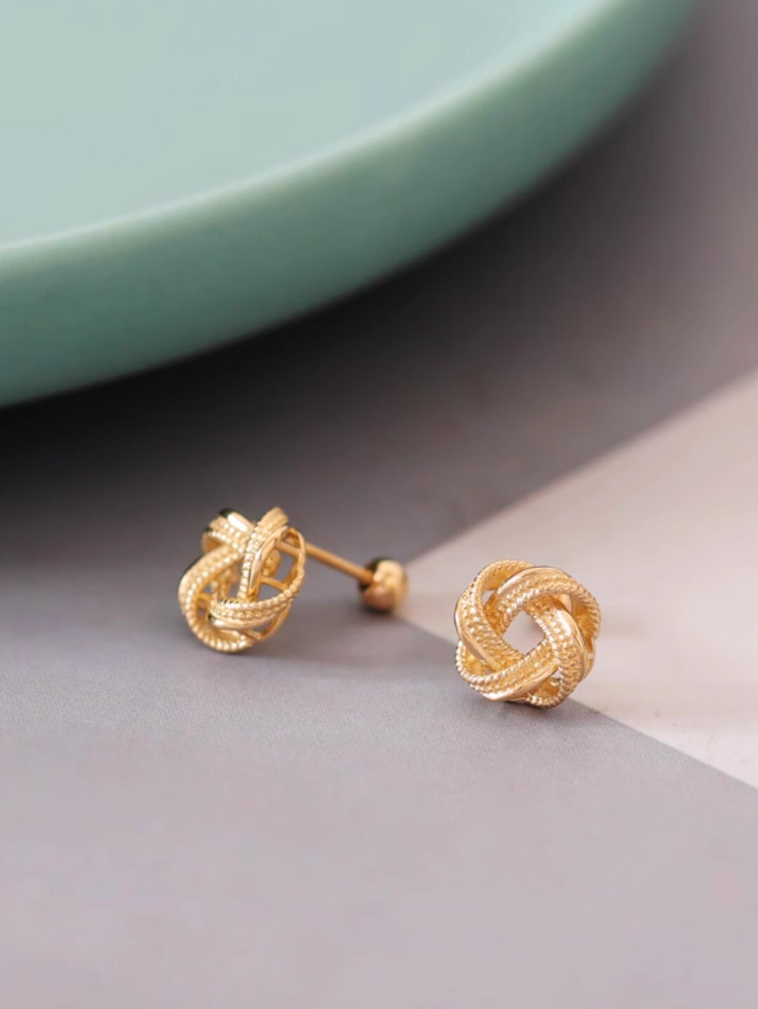 10k Solid Gold Screw Back Twisted Florets Ball of Yarn Hollow - Etsy