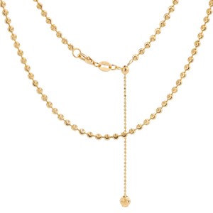 18K Real Gold Beaded Unique Chain Link Necklace Minimal Gift M - Etsy