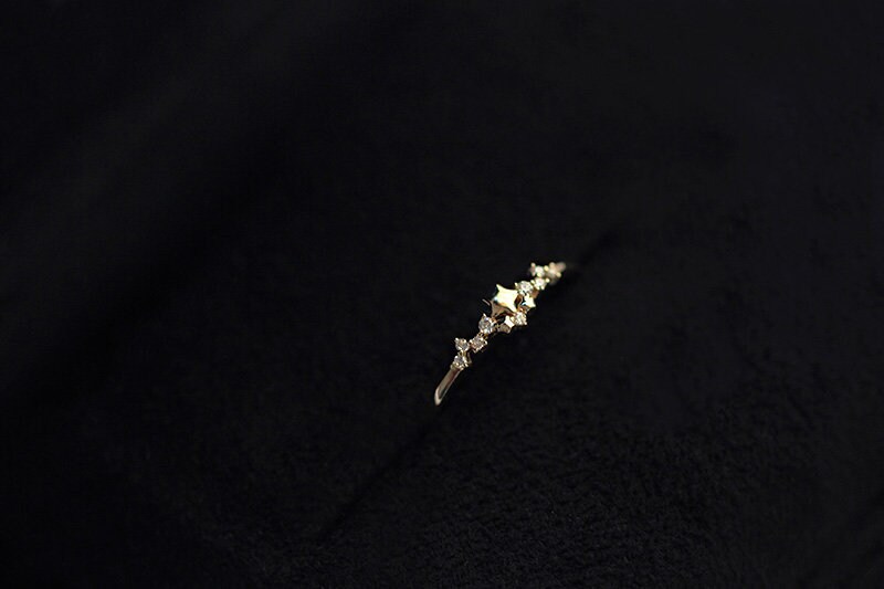 9k Solid Gold Crystal Star Ring Minimal Minimalist Simple - Etsy