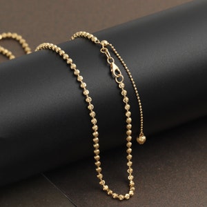 18K Real Gold Beaded Unique Chain Link Necklace Minimal Gift M - Etsy