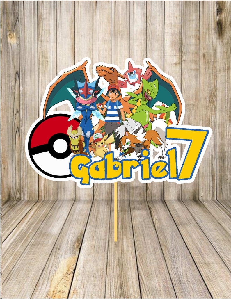 Custom Pokemon Digital Cake Topper - Etsy