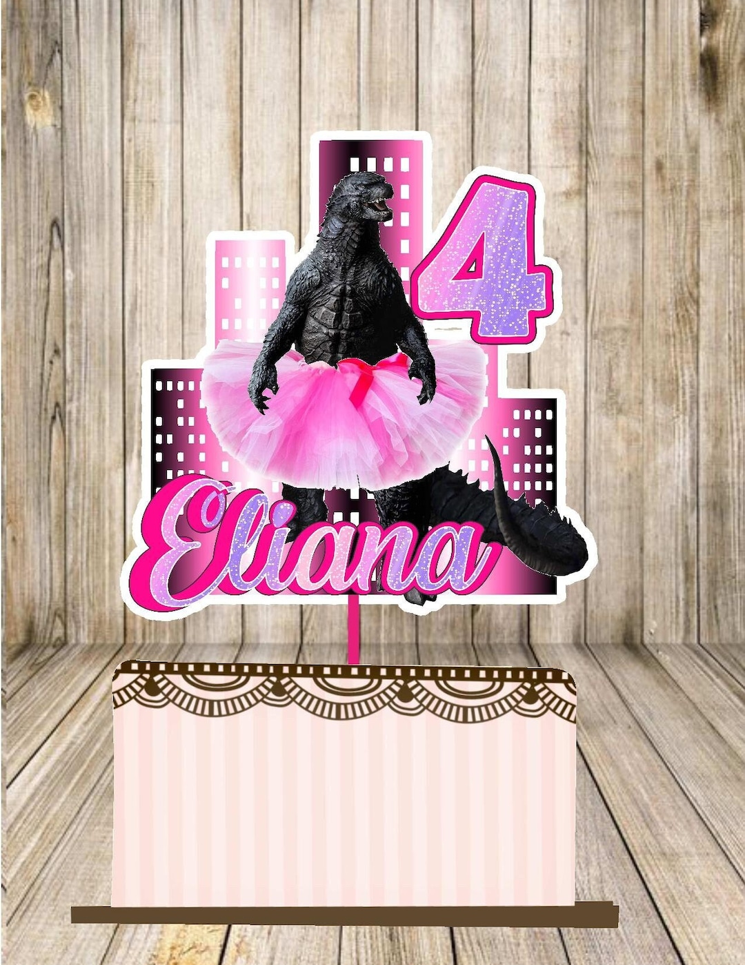 Custom Printable GODZILLA Girl Cake Topper, Personalized Godzilla ...