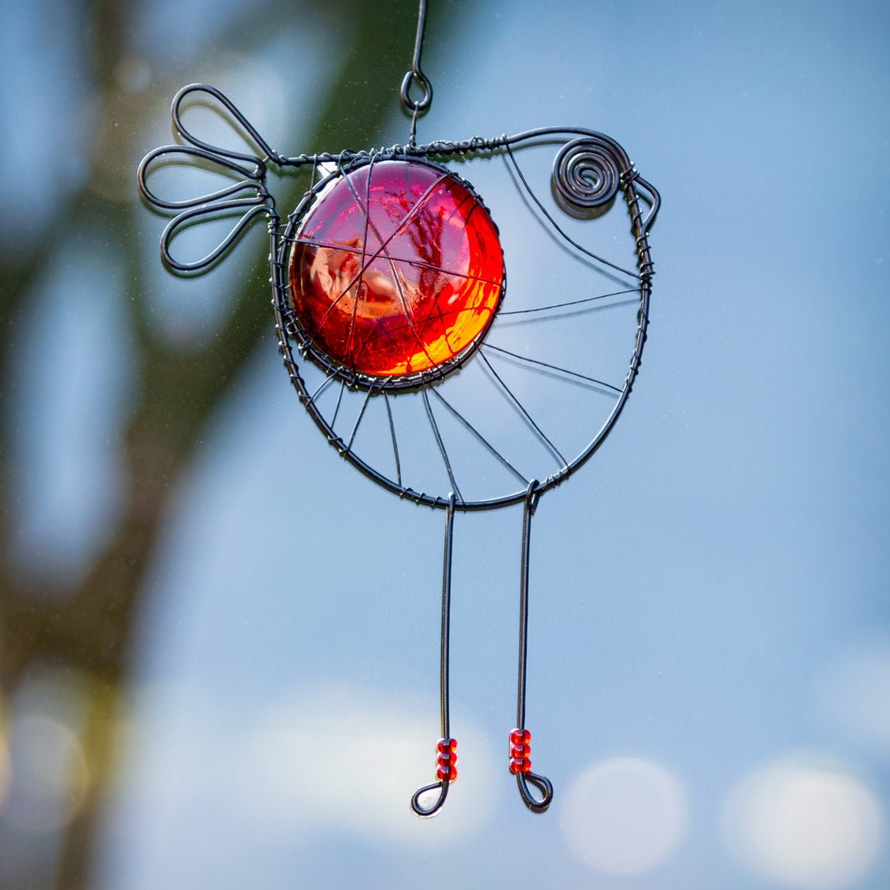 RED Wire Bird Suncatcher Bird Decor Colorful Window Light - Etsy