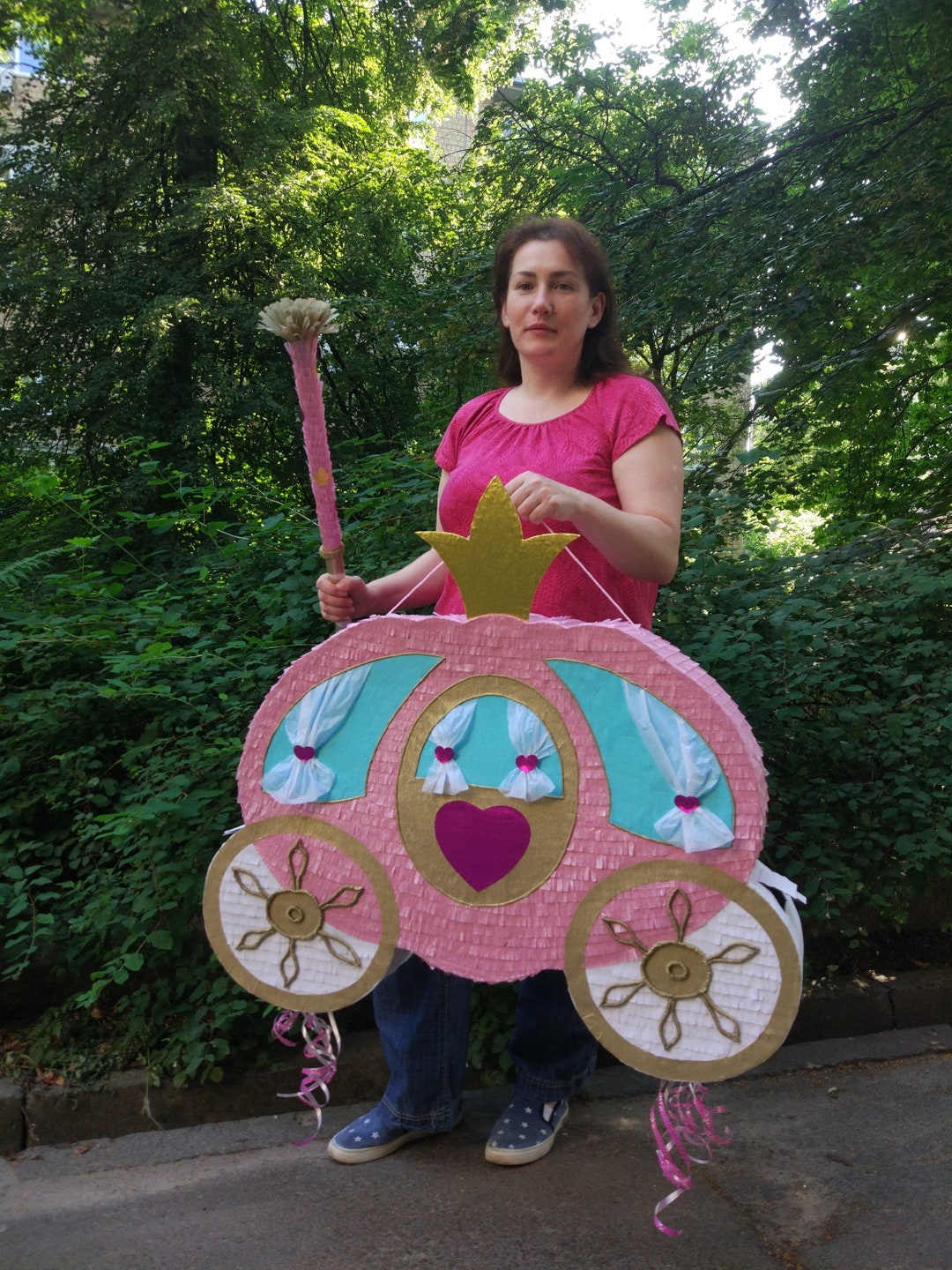 Princess Carriage Pink Pinata Little Royal Party Decoration Pink Table ...