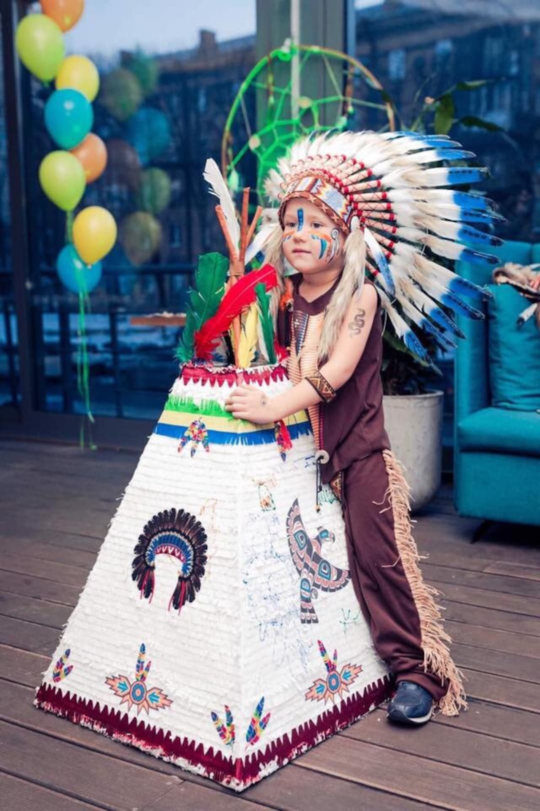 Tribal Themed Birthday Teepee Pinata Native American Kids Party ...
