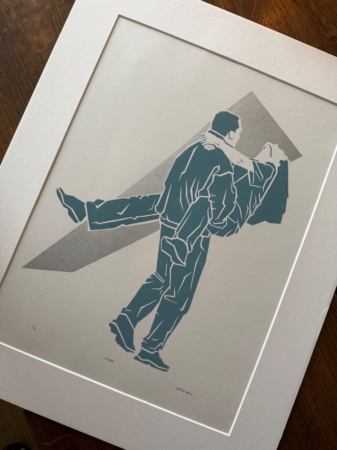 HINGE | Original Linocut Print | Handprinted | A3 | Love | Couple ...