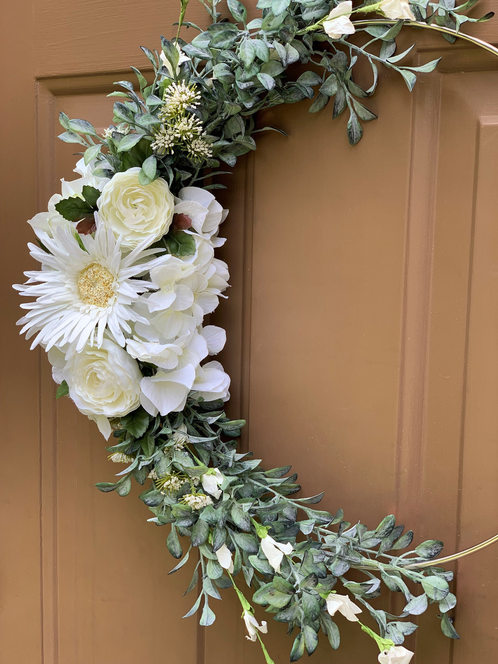 Modern Hoop Wreath White Flower Door Wreath Summer Flower - Etsy