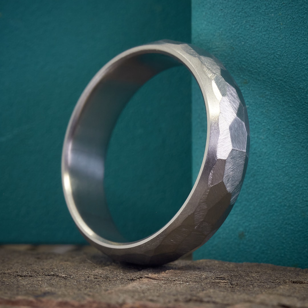 Titanium Band, Titanium Engagement Ring, ULTRALIGHT Hammered Titanium ...