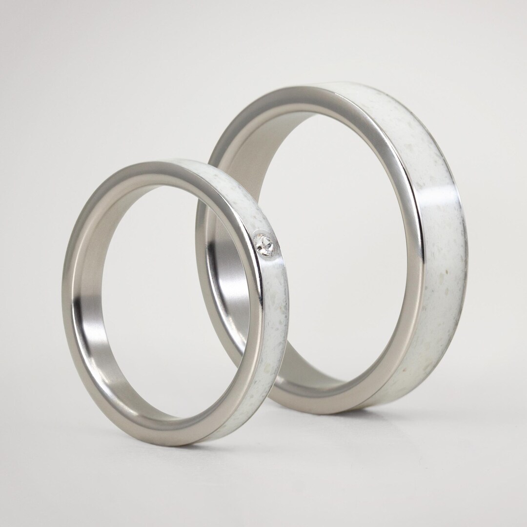 Carrara Marble & Titanium Wedding Bands ULTRALIGHT / Bright and Shine ...