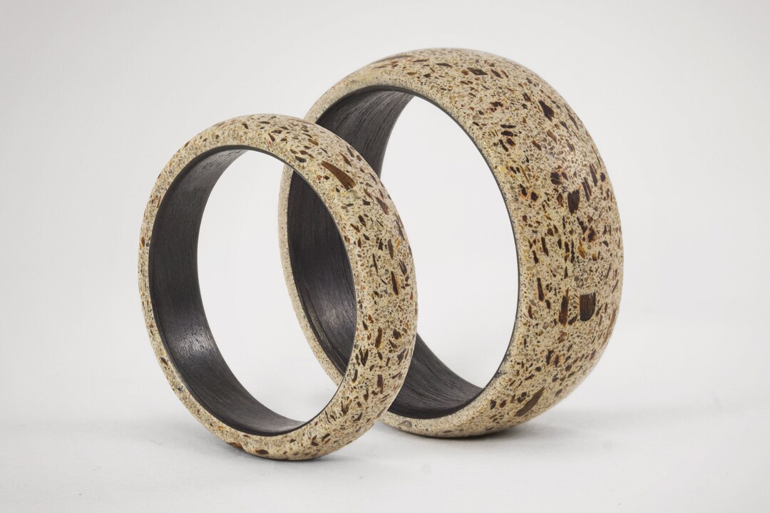 Concrete Wedding Bands ULTRALIGHT Blended With Flakes of Lapacho Wood ...