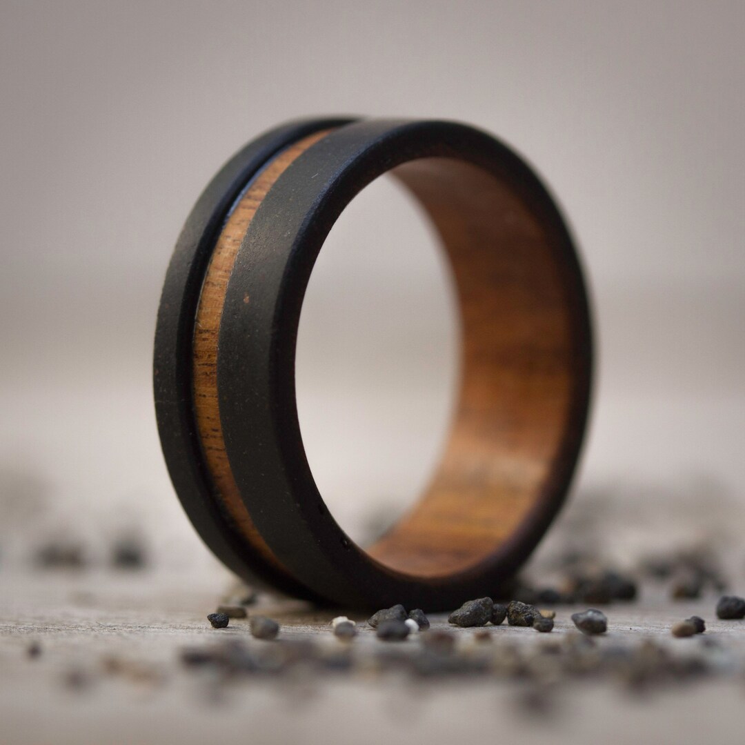 Mens Concrete Wedding Ring ULTRALIGHT, With Inner Incense Wood, Solid ...