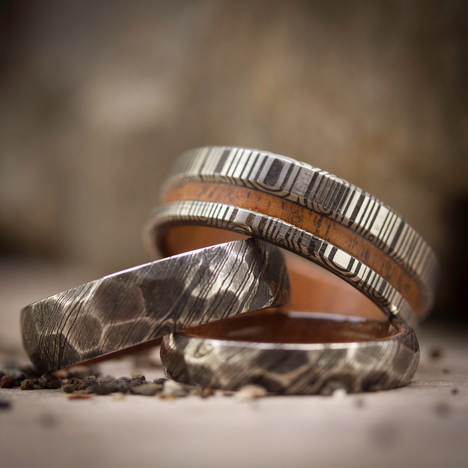 Mens Damascus Steel Wedding Ring With Inner Incense Wood - Etsy