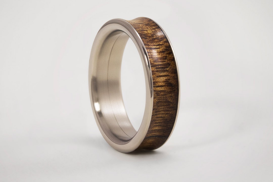 Viraro Wood Ring, Ultralight Titanium, Concave Wedding Band - Etsy
