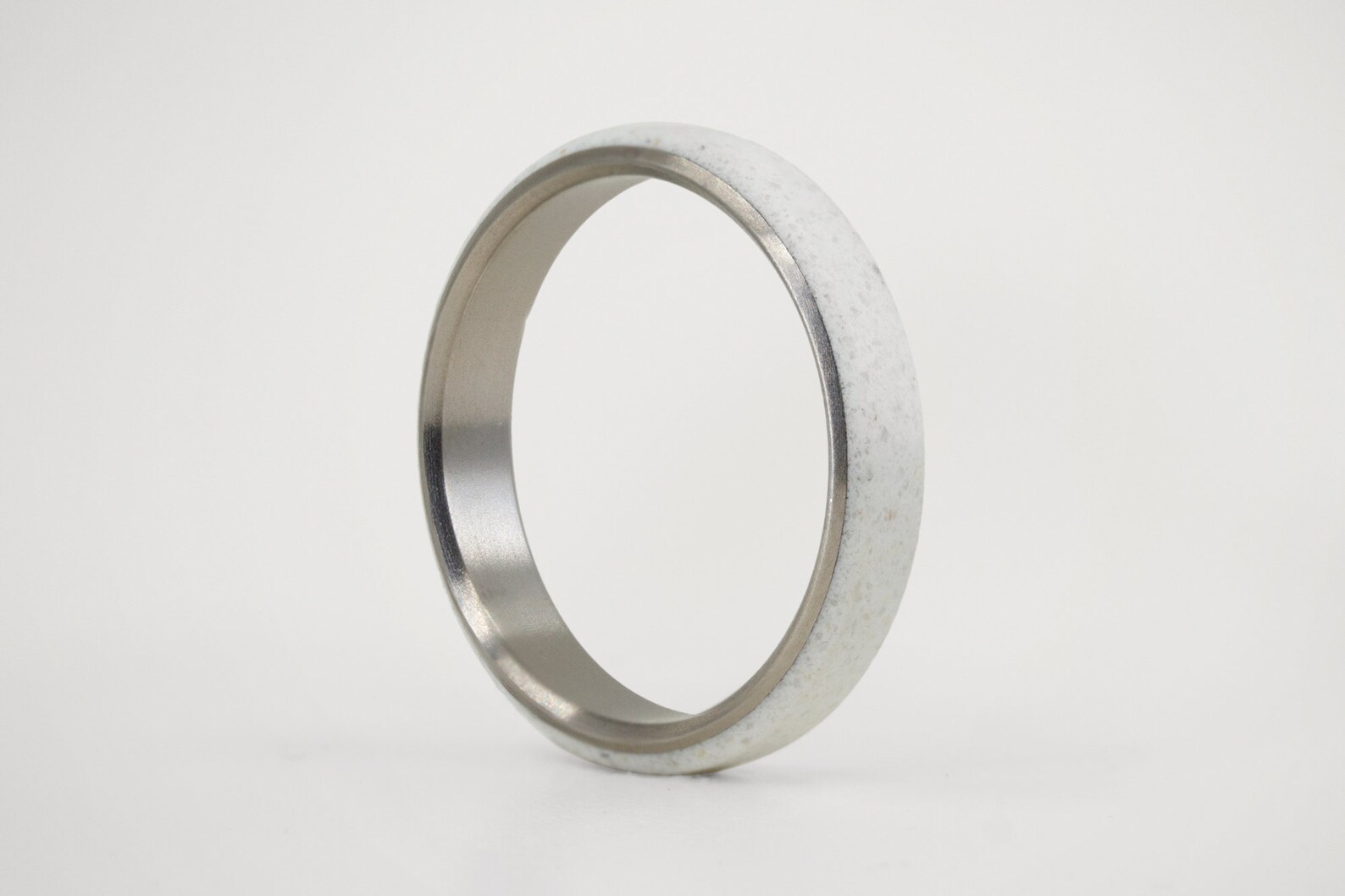 White Marble Ring With Inner Titanium Women White Wedding - Etsy