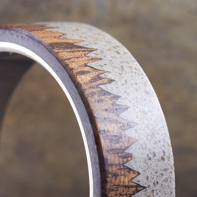Viraro Wood and Concrete Ring, Titanium Inner, Modern Wedding Band - Etsy