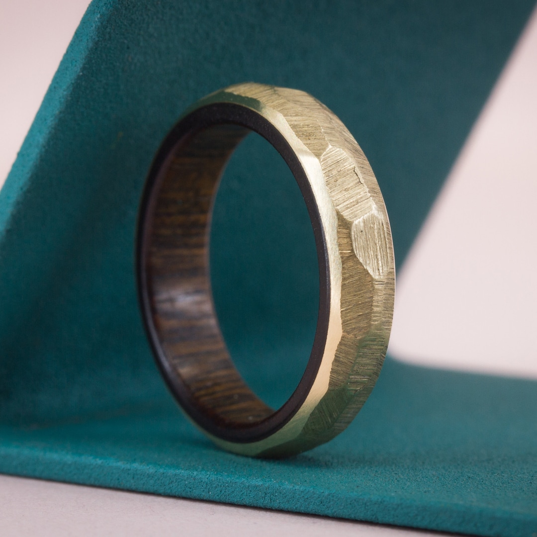 Valentine's Day 18K Gold Faceted Ring Textured Engagement - Etsy