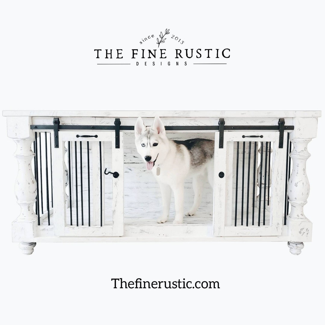BEST Custom Dog Kennel Farmhouse Dog Crate Furniture Rustic Dog Kennel ...