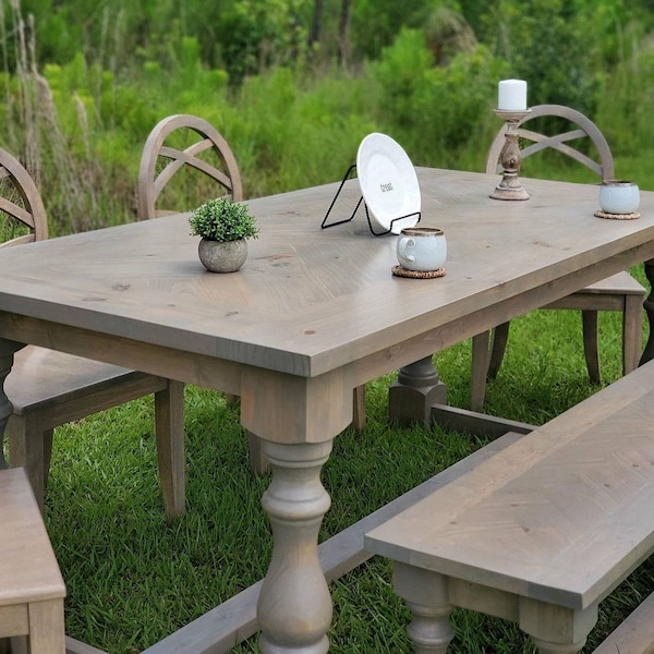 Farmhouse Table With Bench - Etsy