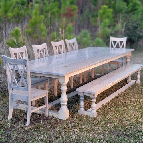Farmhouse Dining Table Whitewash Rustic - Etsy