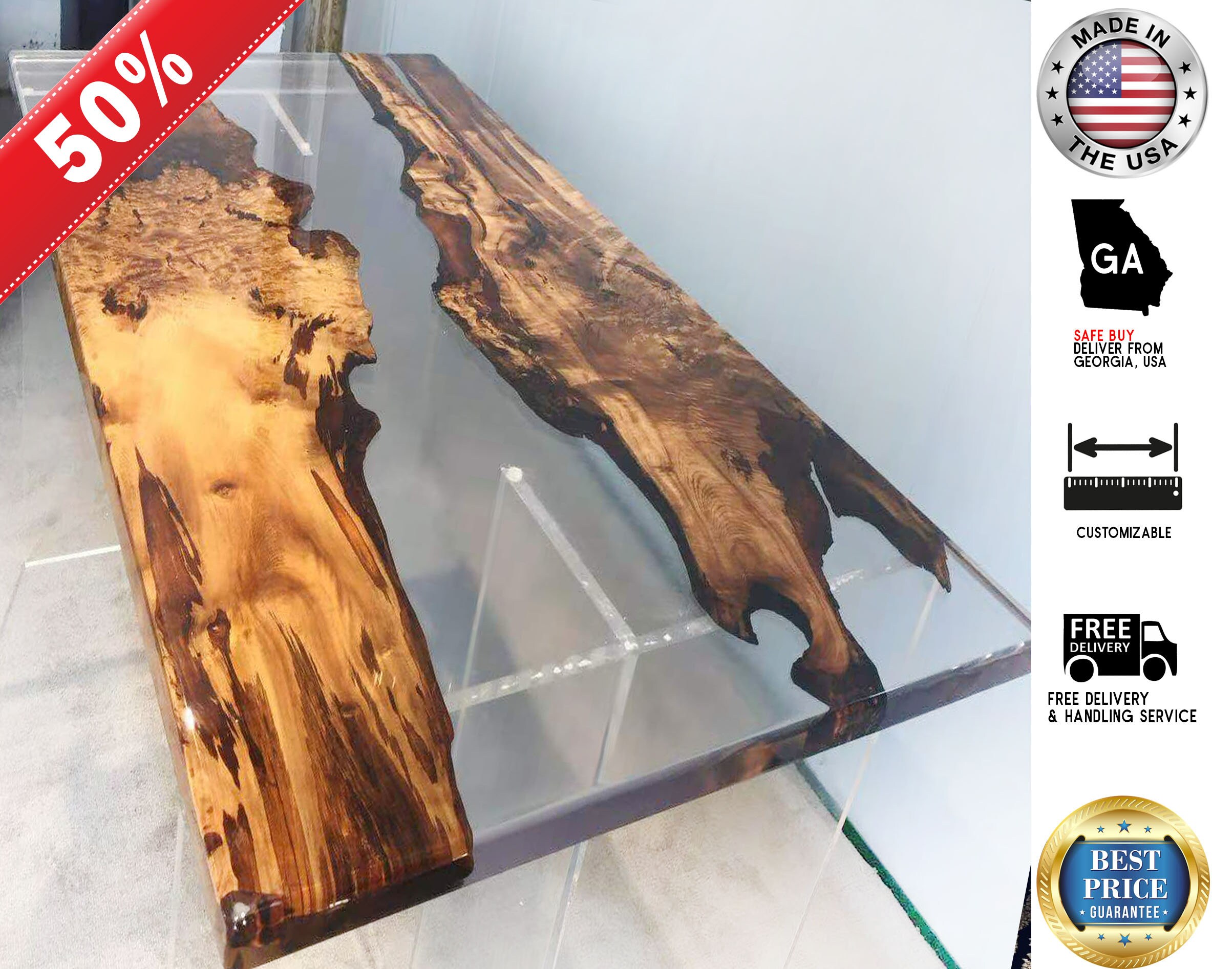 Made to Order Epoxy Wood Resin Black White Clear Table | Etsy