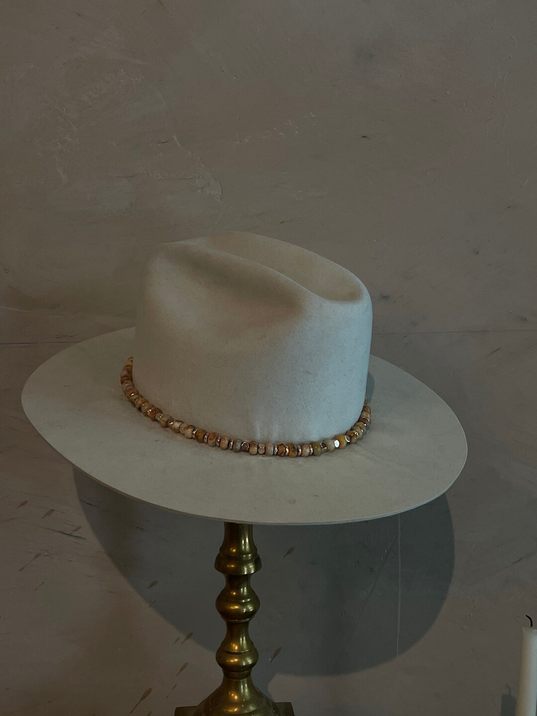 Wide Brimmed Ladies Fedora With Fire Agate Rondelle Band - Etsy