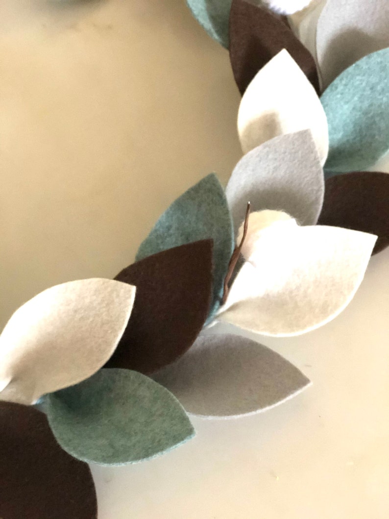 Contemporary Modern Felt and Yarn Ball Spring Wreath Front | Etsy