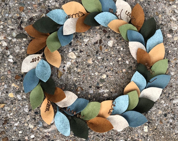 Everyday Front Door Wreath / Autumn Felt Leaf Wreath / as Seen in HGTV ...
