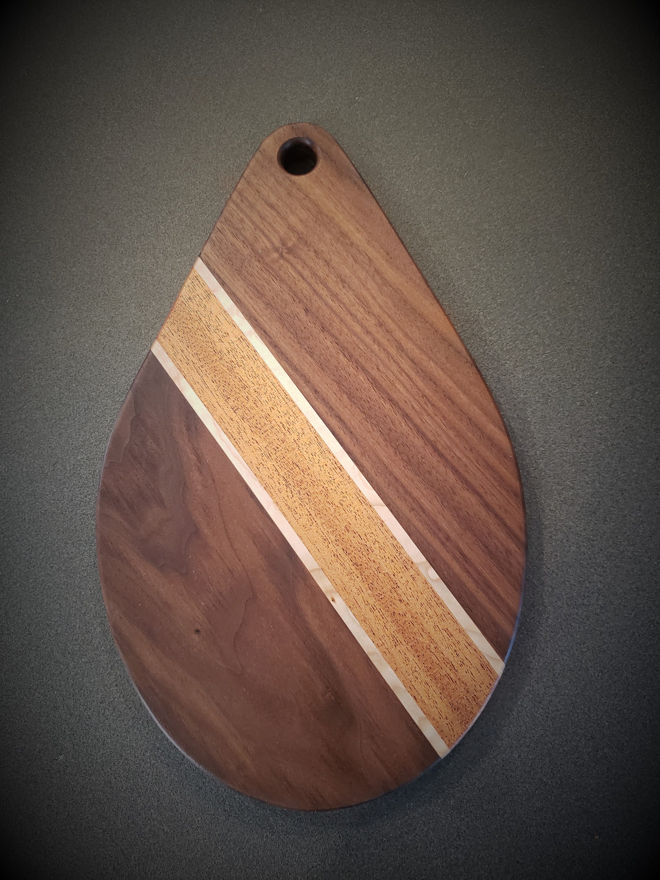 Teardrop Serving Board or Cutting Board, African Mahogany, Walnut and ...