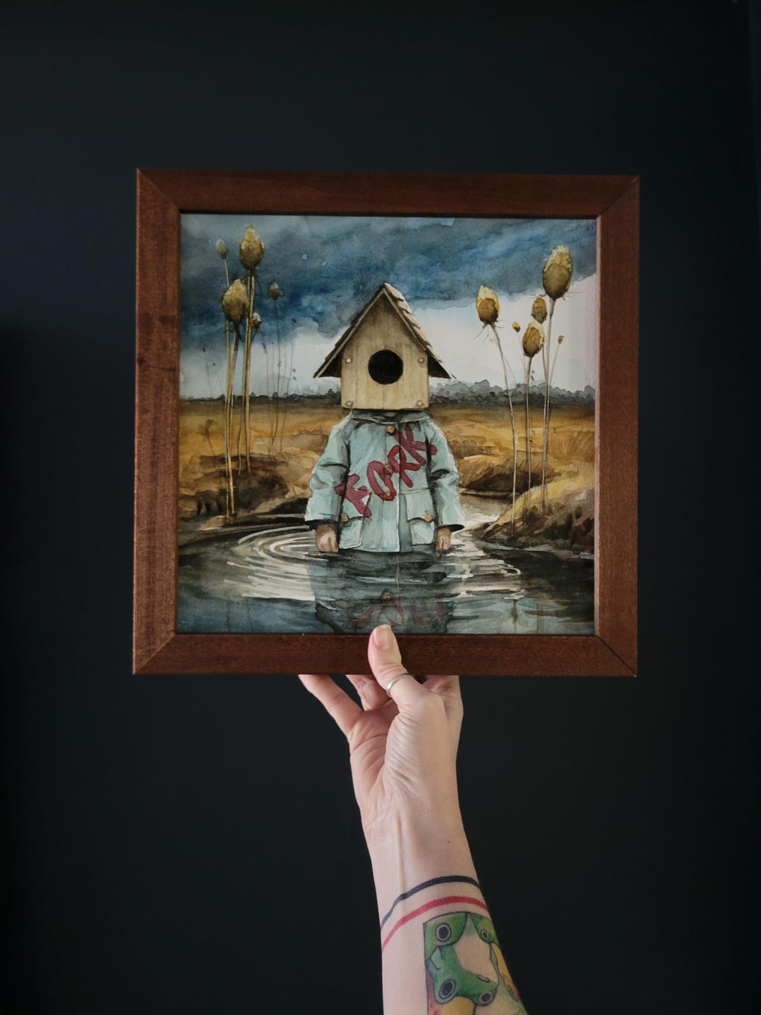 Bird House Girl / Framed Painting / Watercolor Portrait / Art by Sharyl ...