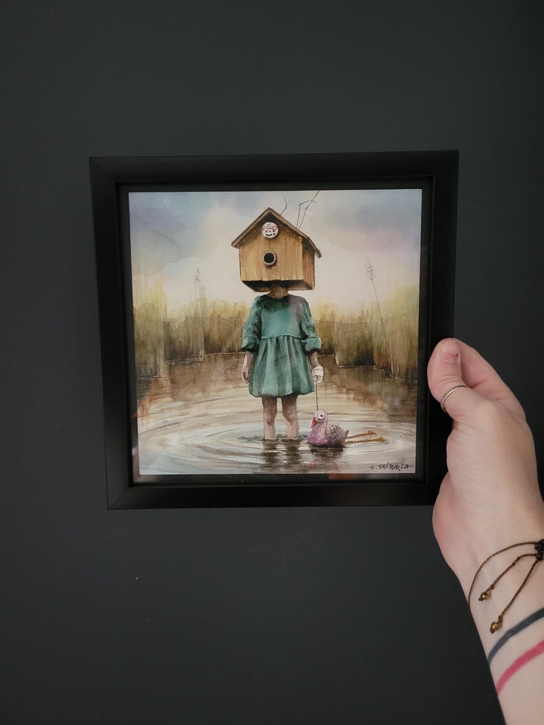 Bird House Girl / Art by Sharyl / Surreal Watercolors / Alien Landscape ...