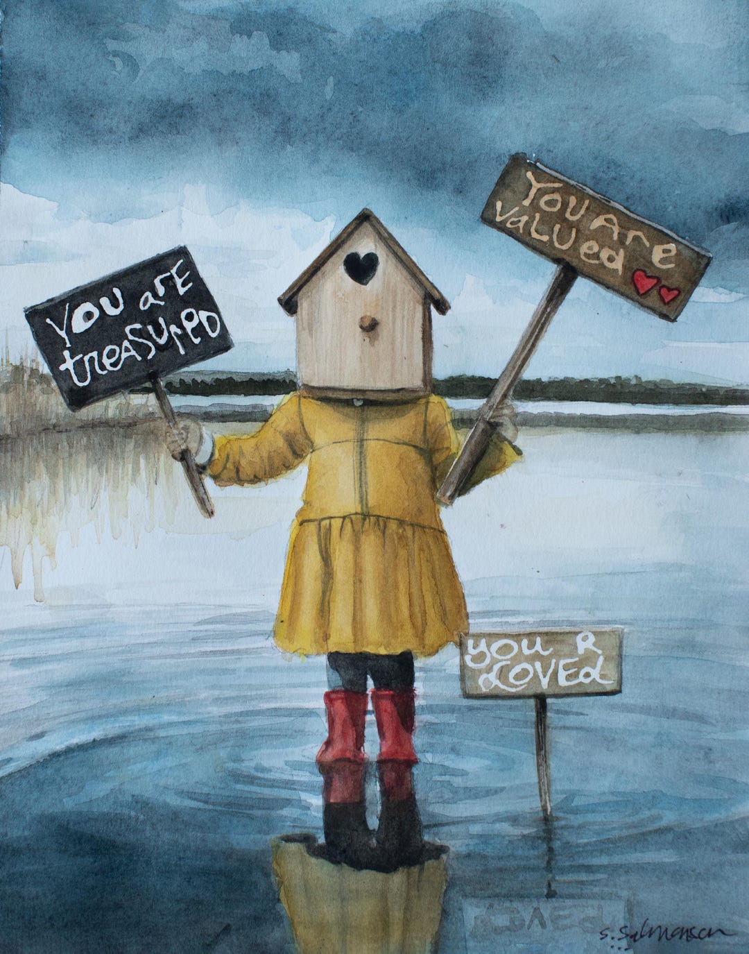 Bird House Girl / Art by Sharyl / Surreal Watercolors / Inspirational ...