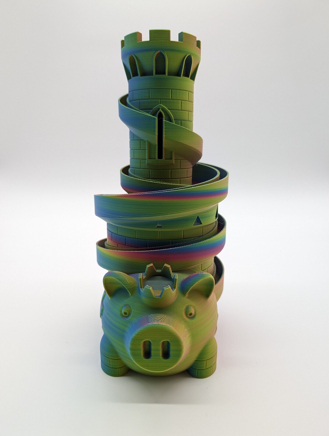 3d Printed Piggy Bank Tower With 2 Coin Slides - Etsy UK