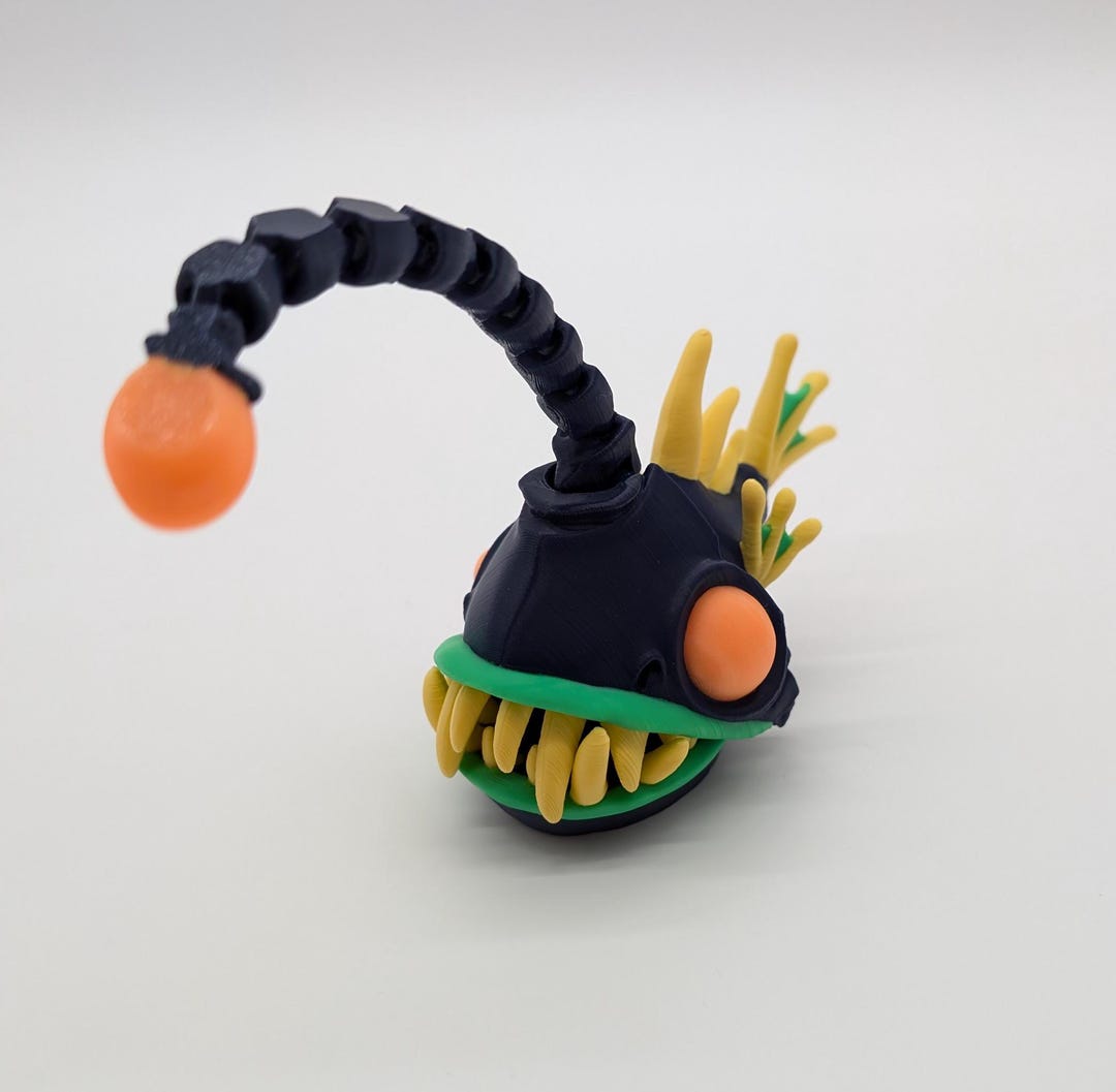 3D Printed Creepy Glow in the Dark Angler Fish Articulated Flexible ...