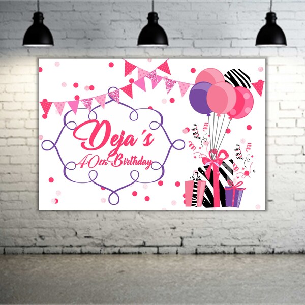 Pink Zebra Banner - Etsy