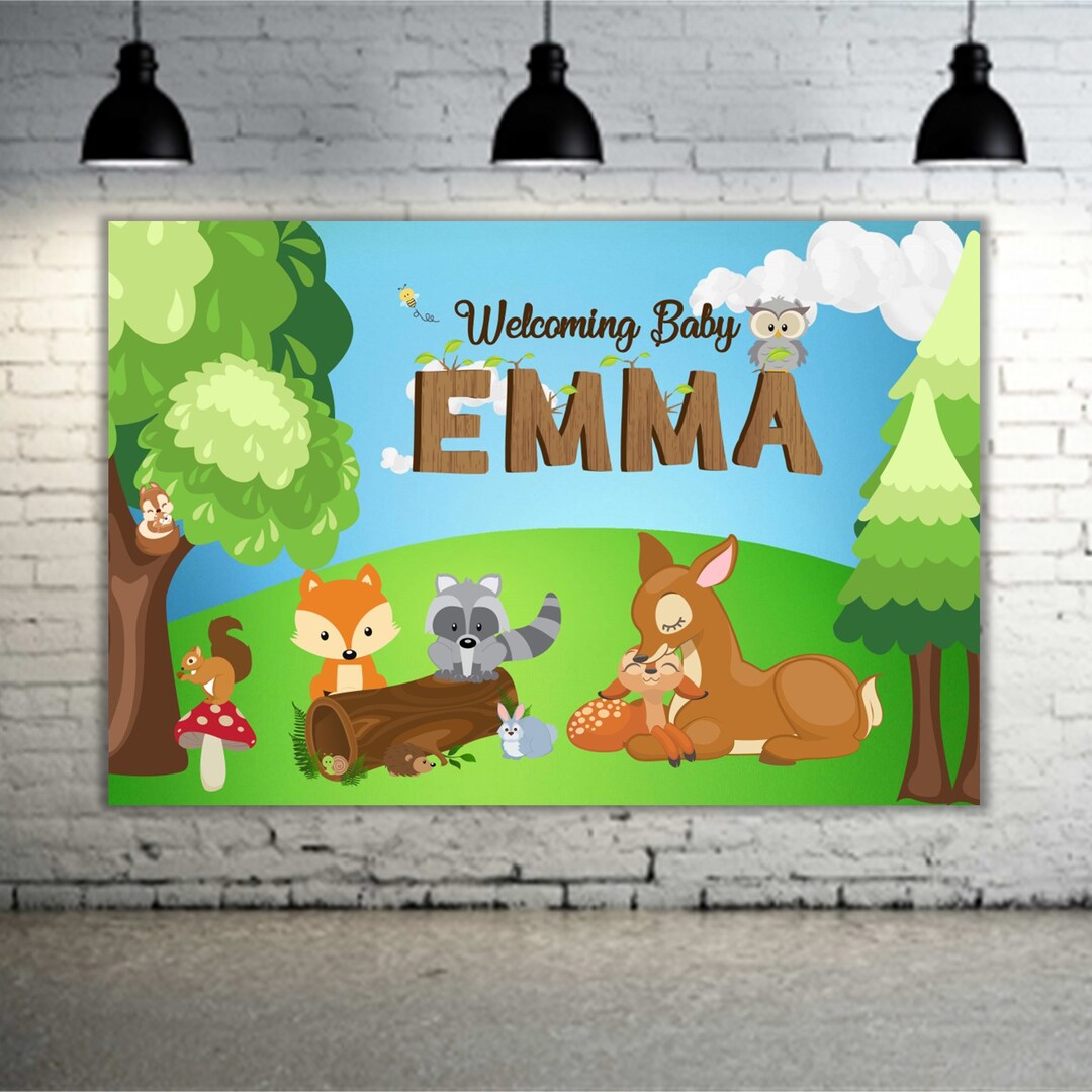Woodland Friends Banner Backdrop - Etsy