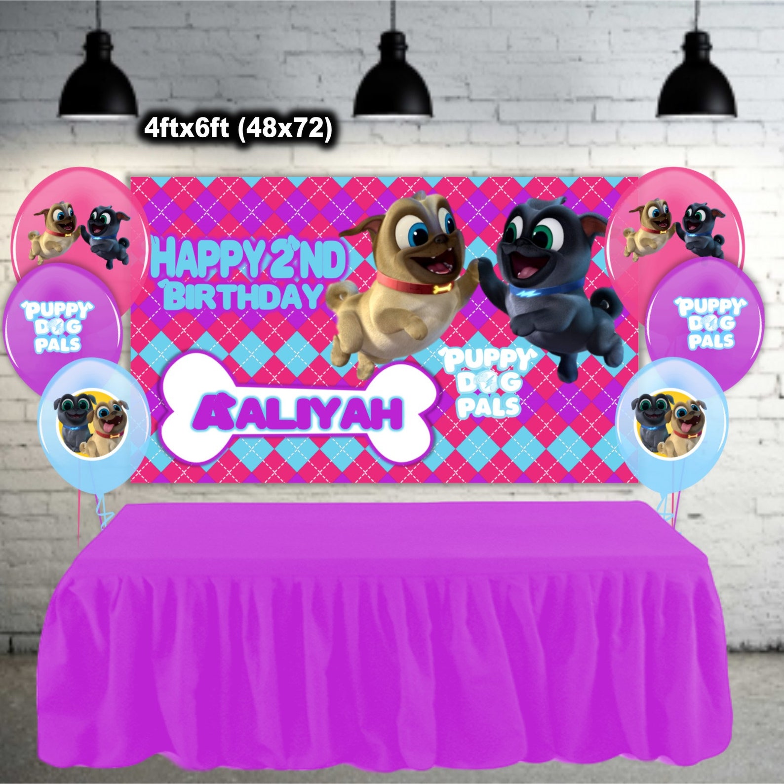 Puppy Dog Pals Girly Bright Colors Party Banner - Etsy