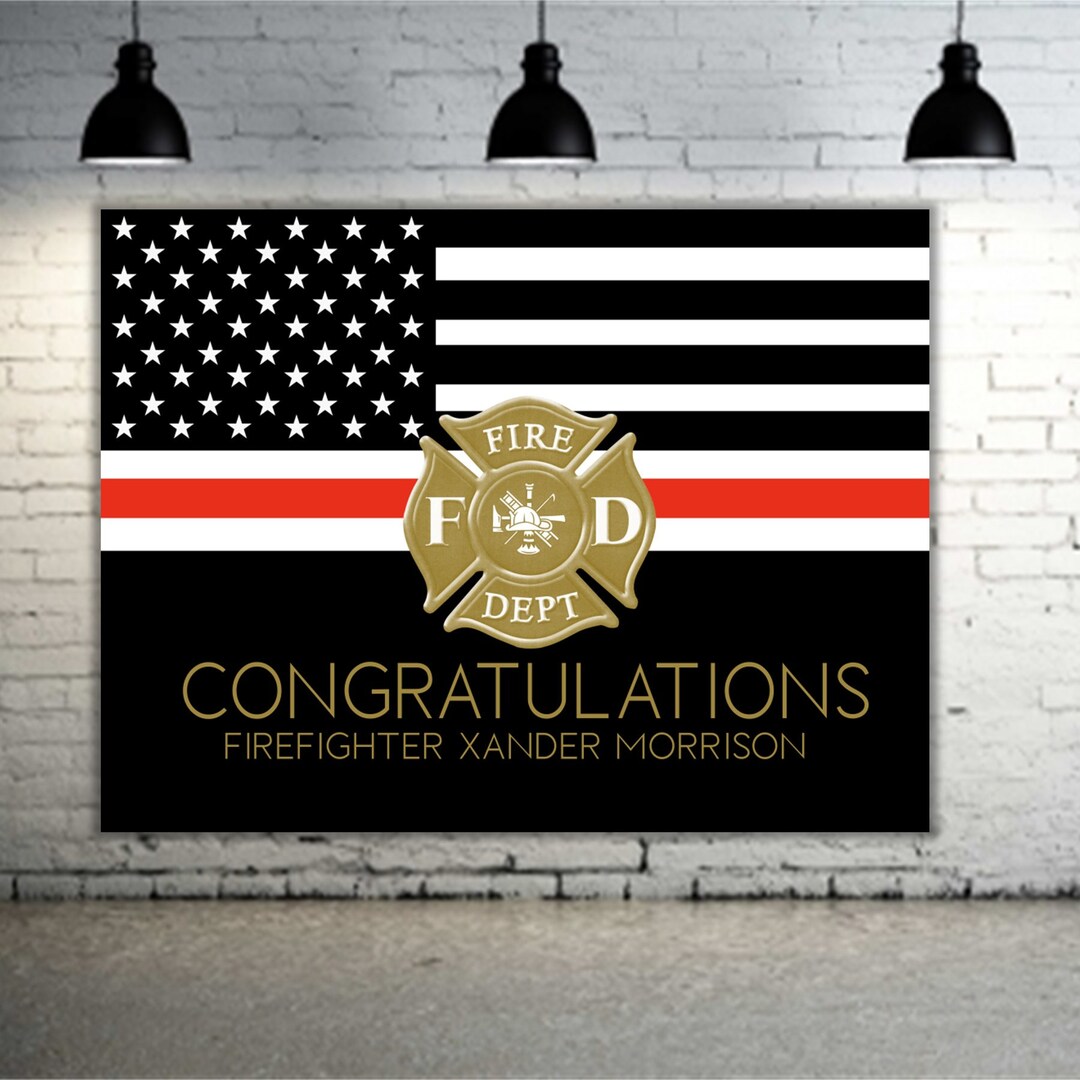 Firefighter Party Banner Backdrop - Etsy