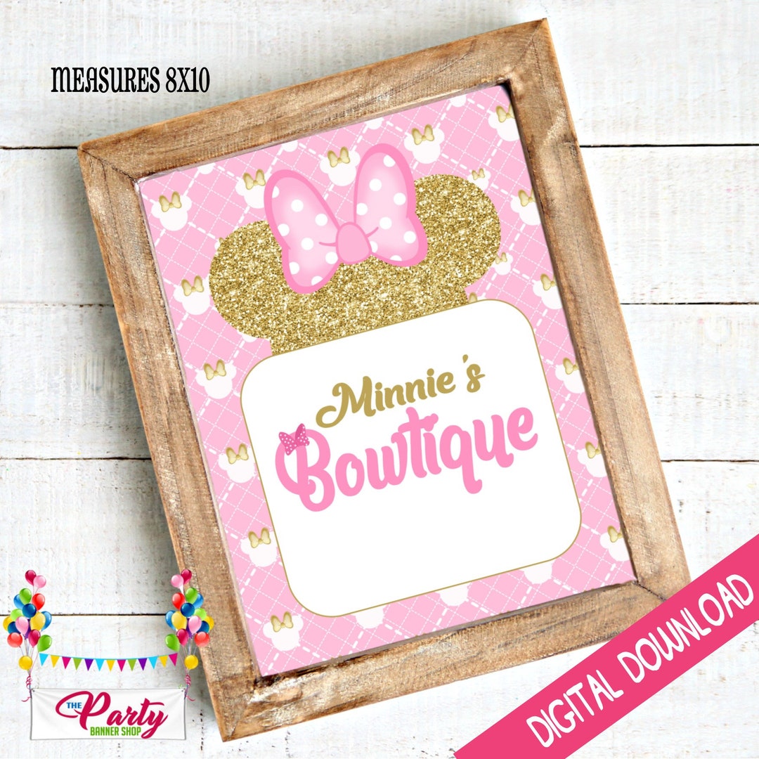 Minnie Pink and Gold Bowtique Sign - Etsy